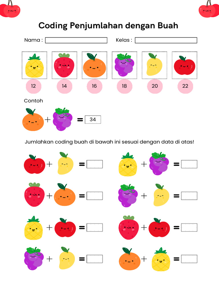 Penjumlahan Coding Buah | PDF