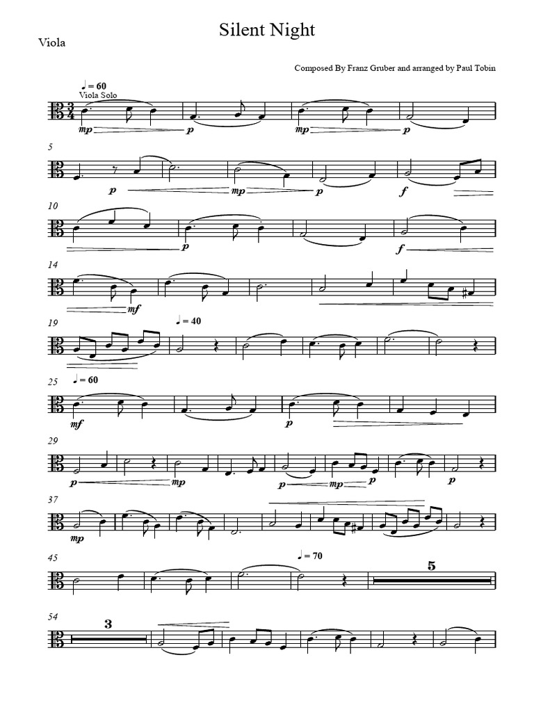 Viola Solo: Silent Night Arrangement | PDF