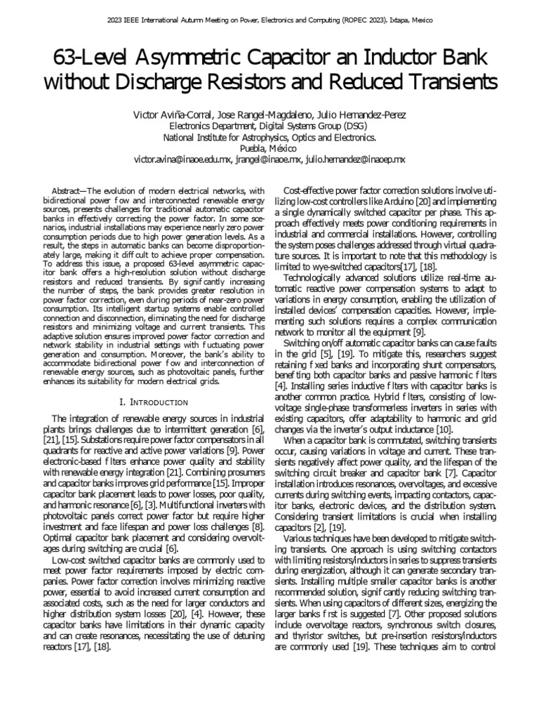 63-Level Asymmetric Capacitor An Inductor Bank Without Discharge ...