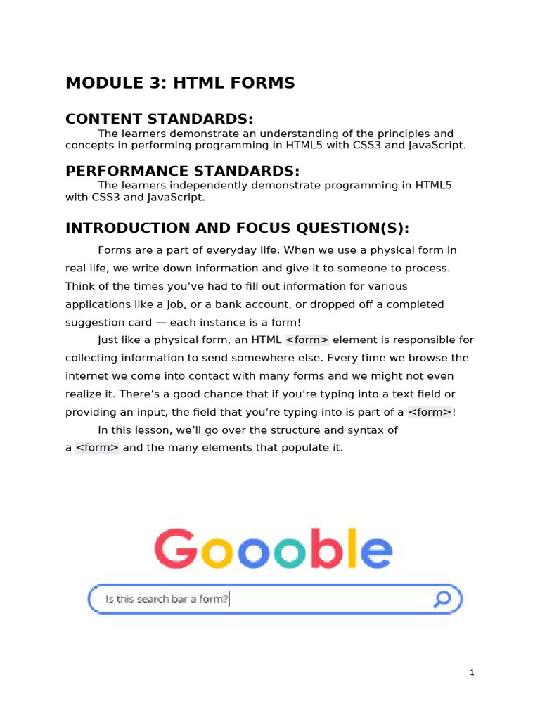 MODULE 3 HTML Forms | PDF | Html | World Wide Web