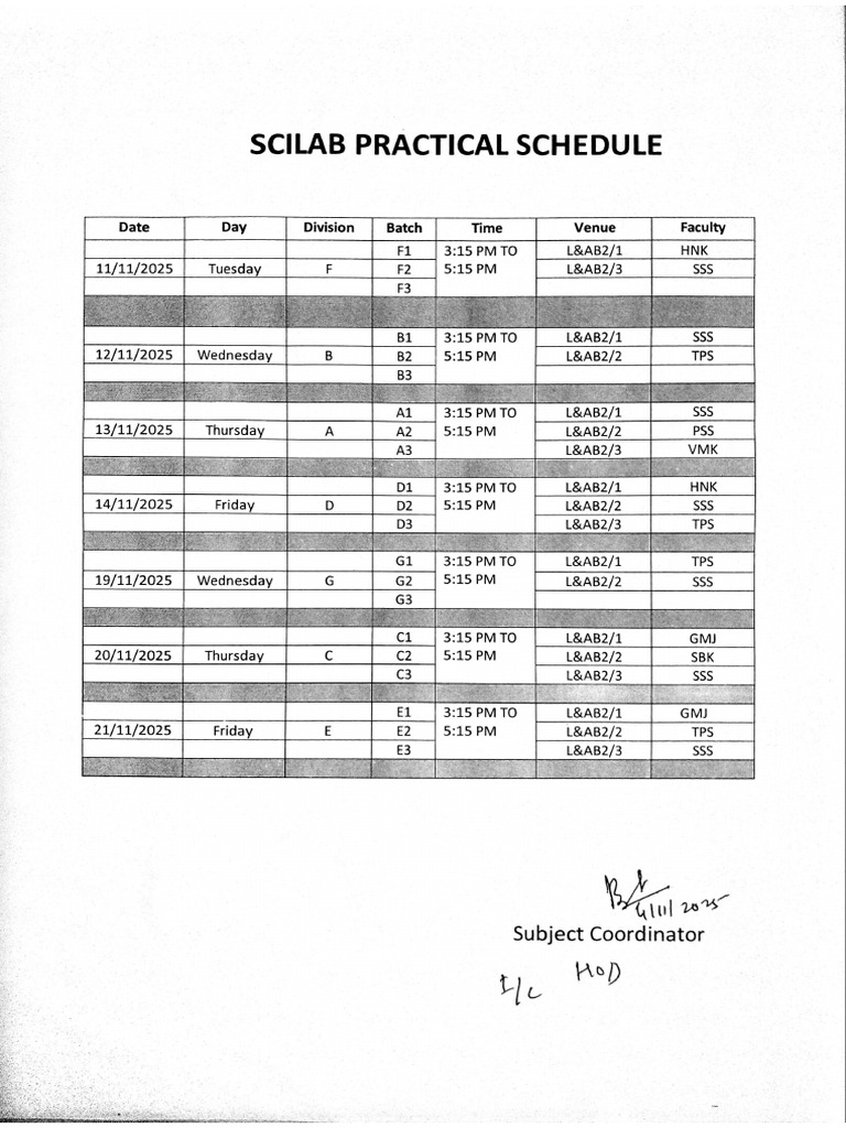 Scilab Schedule | PDF