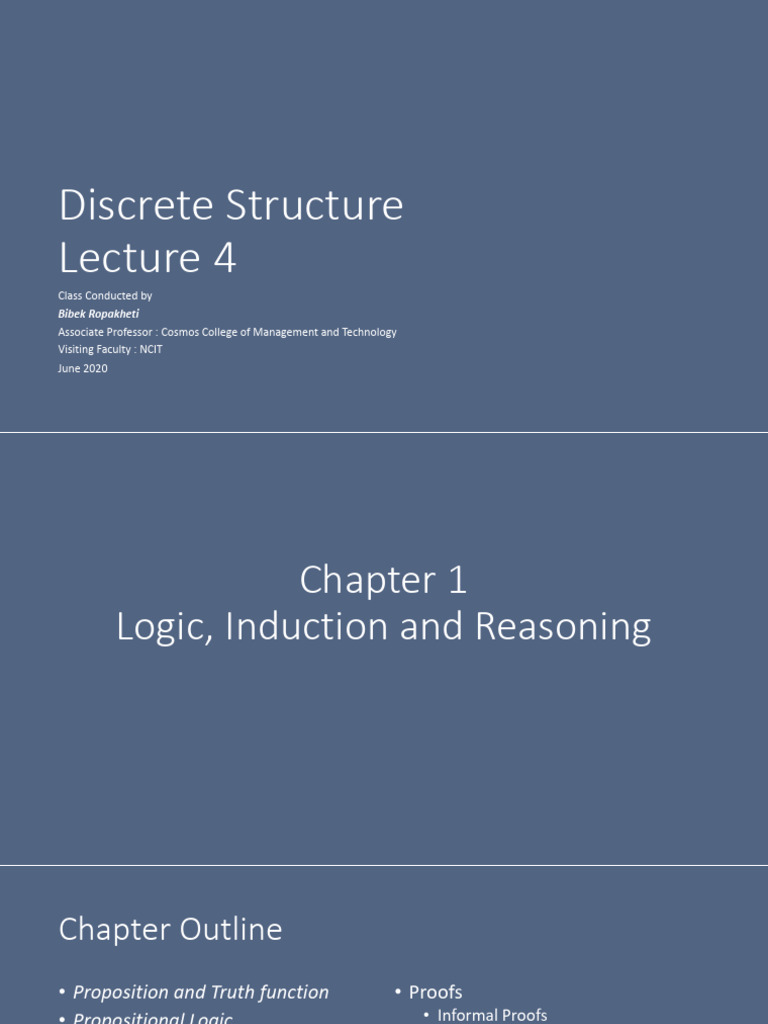 Lecture 4: Logic, Induction & Reasoning | PDF | Deductive Reasoning | Logic