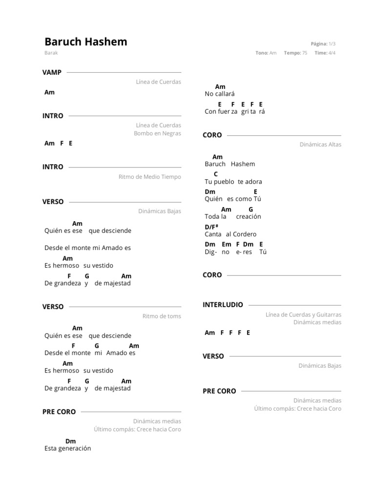 Baruch Hashem Barak Baruch Hashem - Am.1 2 3 7 | PDF | Composiciones ...