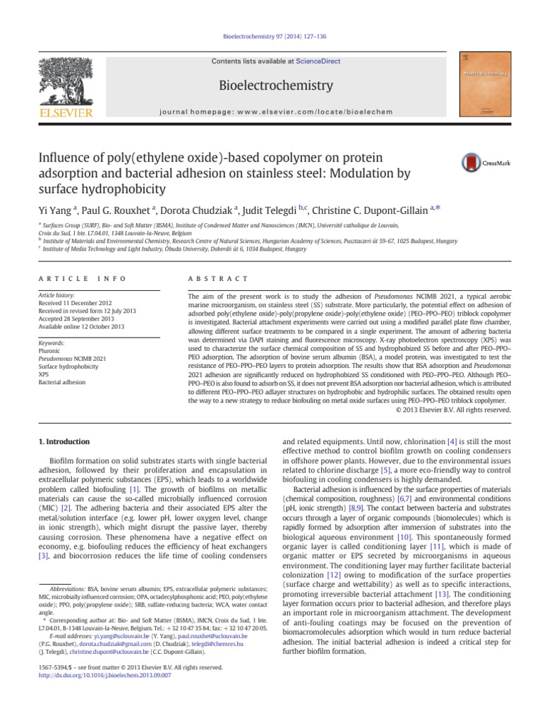 Yang Et Al Bioelectrochemistry 2014 | PDF | Biofilm | Chemistry
