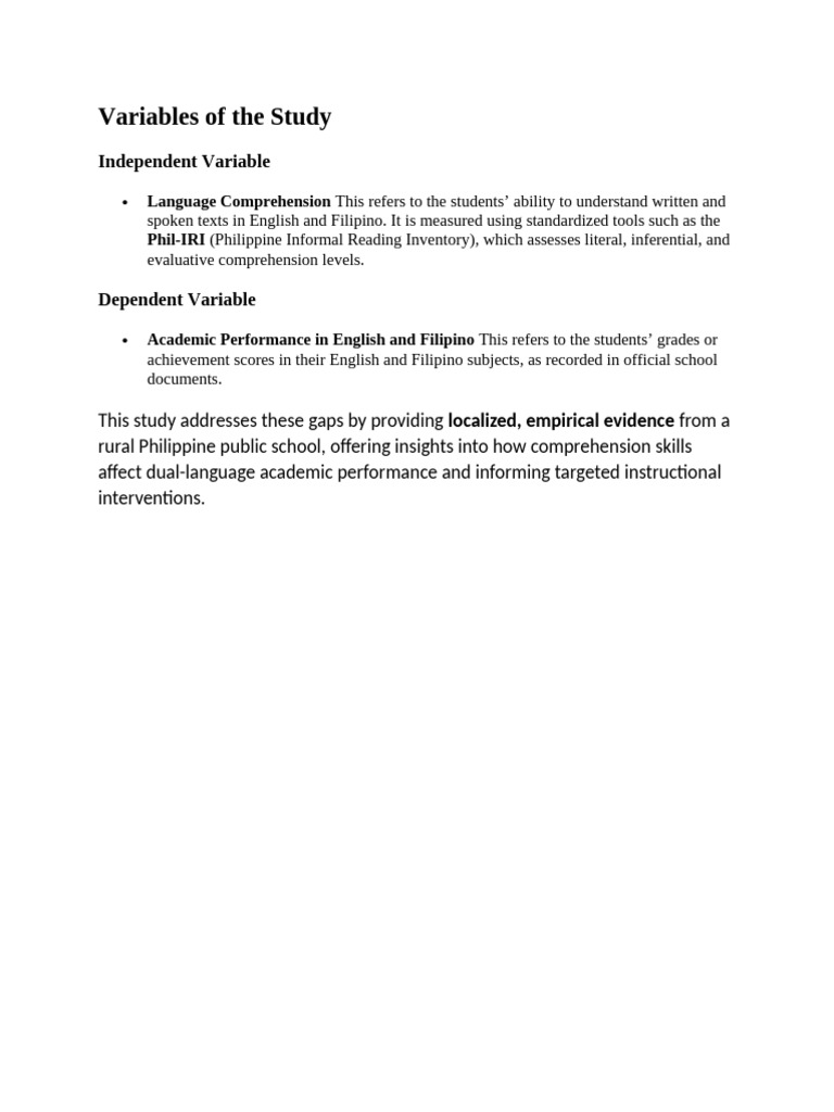 Language Comprehension and Academic Performance | PDF