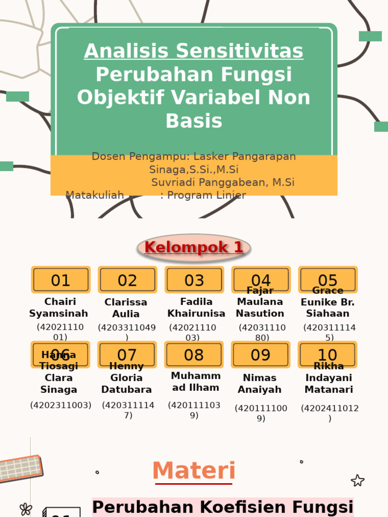 Kelompok 1 Proglin_Perubahan fungsi Objektif Variabel Non Basis | PDF