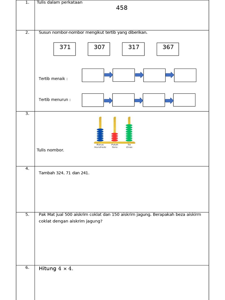 Latihan Matematik Tahun 2 | PDF