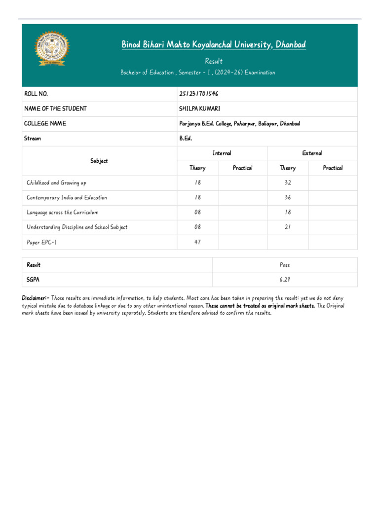 Bbmku - Result | PDF