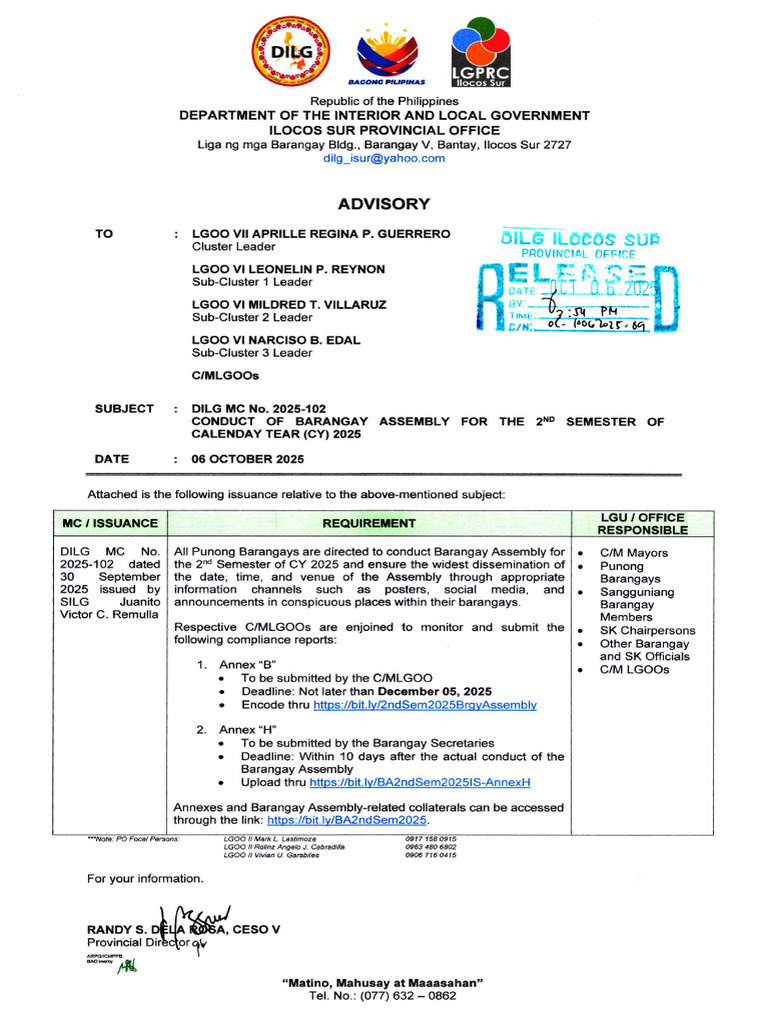 Oc 10062025 10 Barangay Assembly | PDF