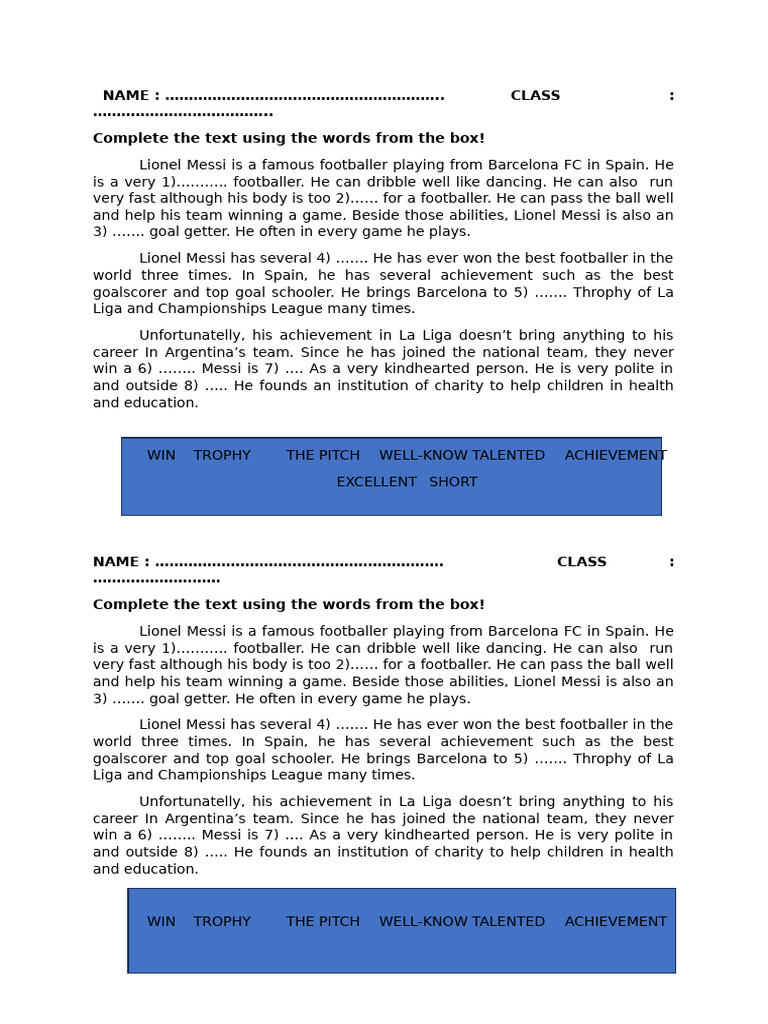 Descriptive Exercise | PDF | Lionel Messi | Fc Barcelona