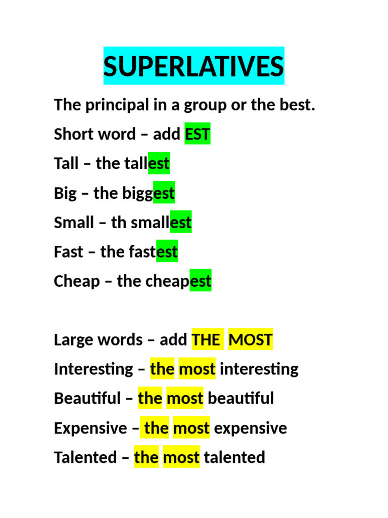 Understanding Superlatives in English | PDF