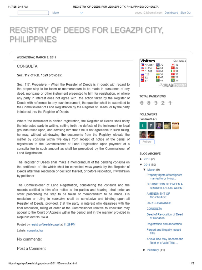 Legazpi City Registry of Deeds Consulta | PDF | Common Law | Justice