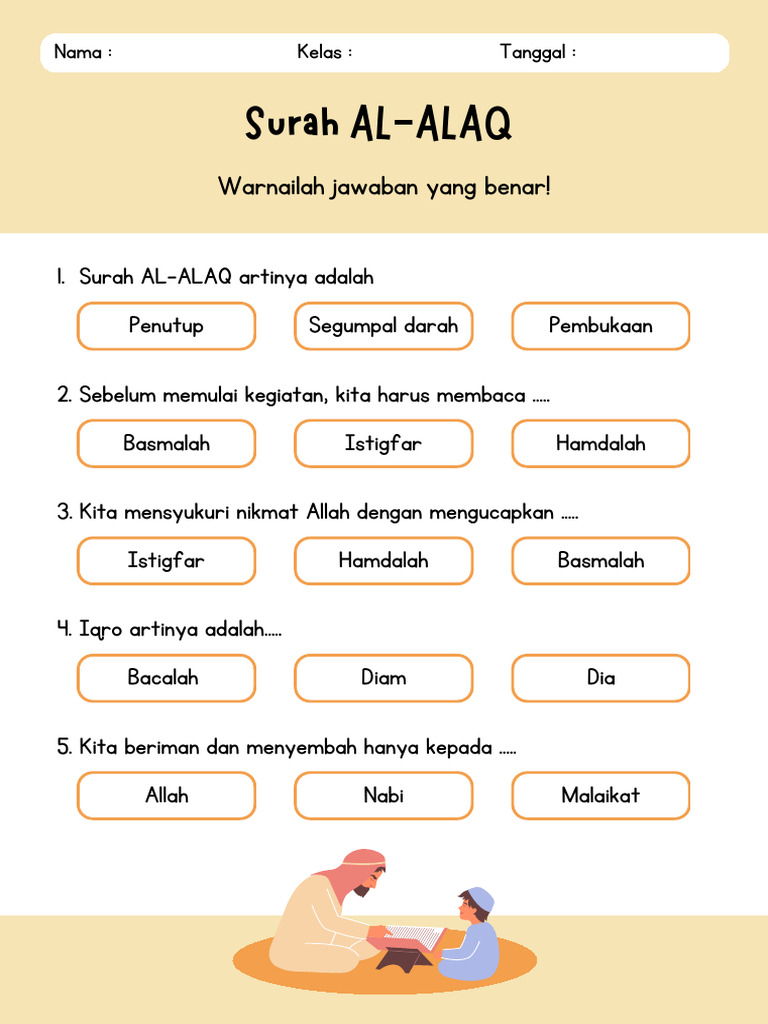 Mengenal Surat Al Fatihah Dan Al Ikhlas PAI Kelas 1 Lembar Kerja Orange Ilu - 20251001 - 110759 ...