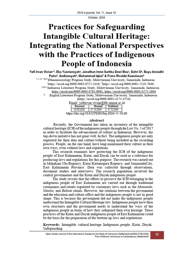 Practices For Safefuarding Intangible Cultural Heritage - Integrating ...