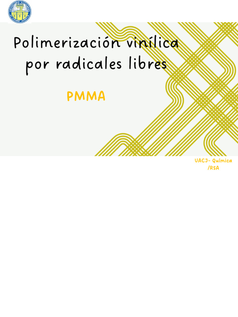 Polimerización Por Radicales Libres PMMA | PDF | Polimetacrilato de ...