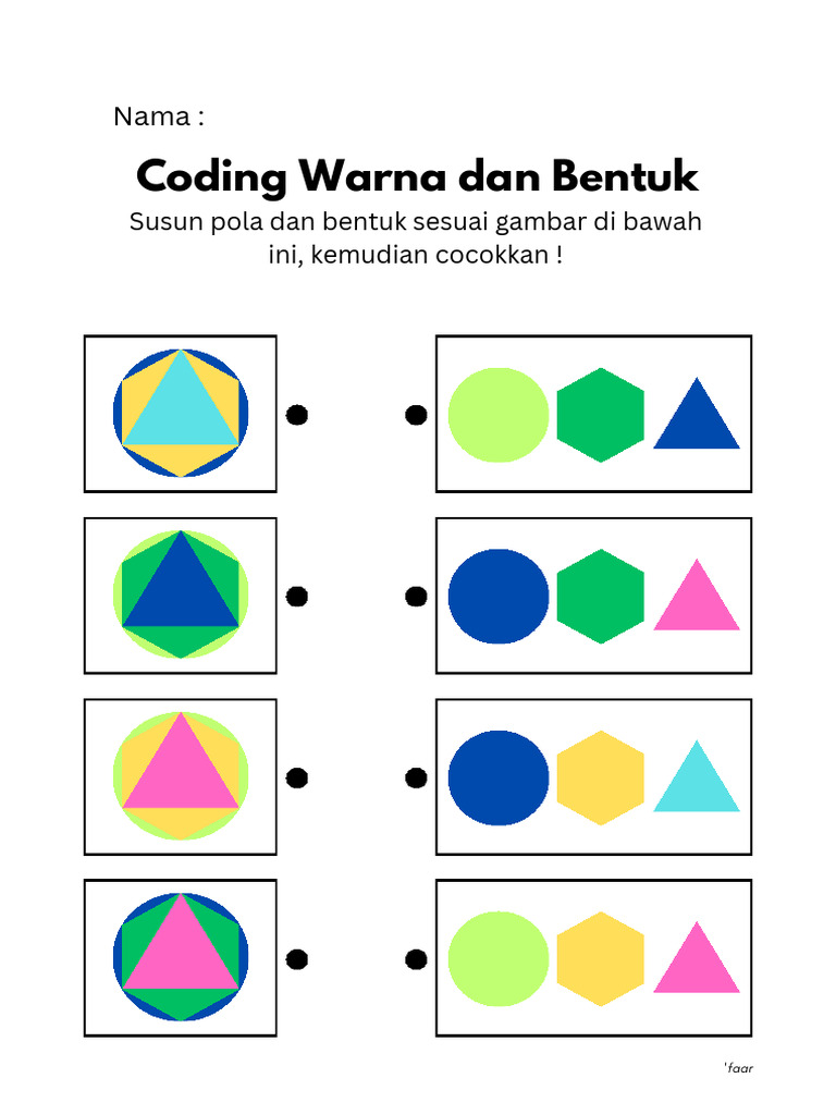 Lembar Kerja Coding Bentuk Dan Warna Biru Ilustratif - 20251106 ...