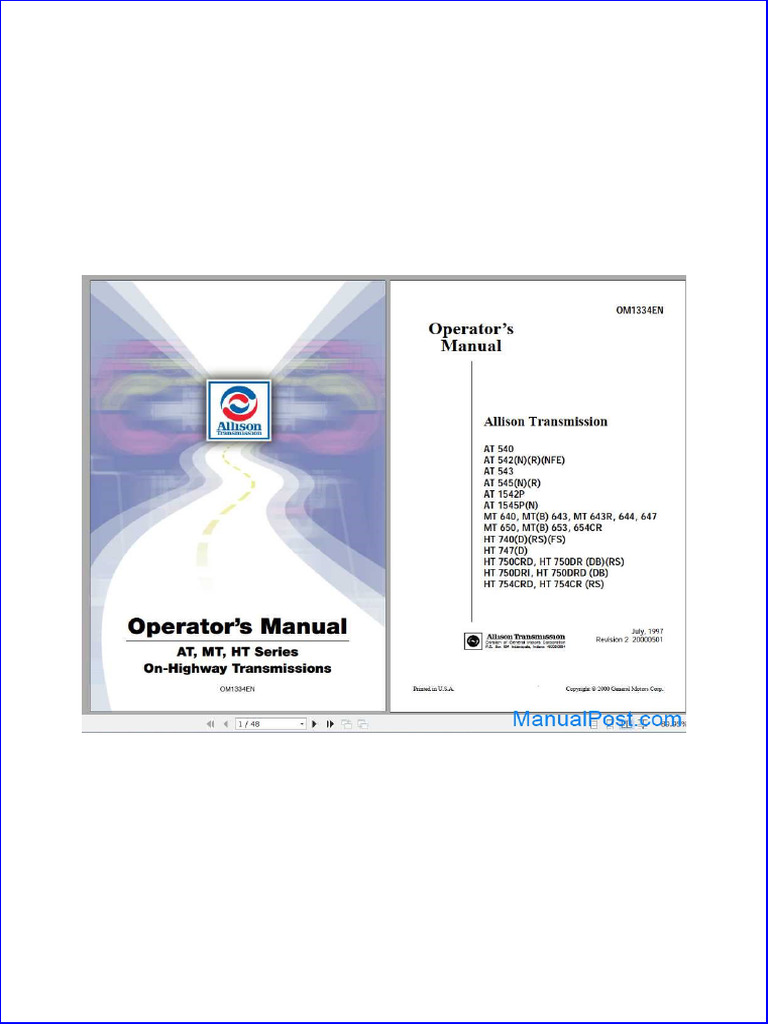 Allison Transmission at Mt Ht Series on Highway Operators Manual ...