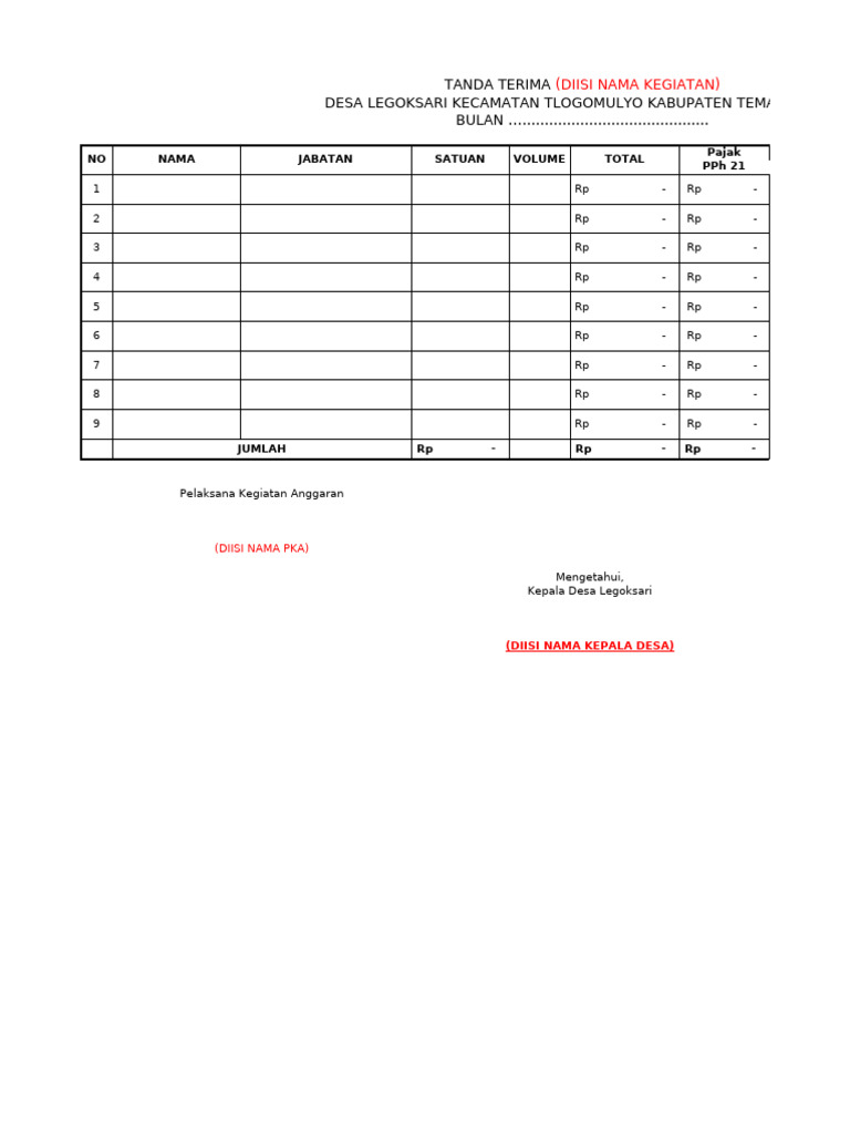 Form Tanda Terima | PDF