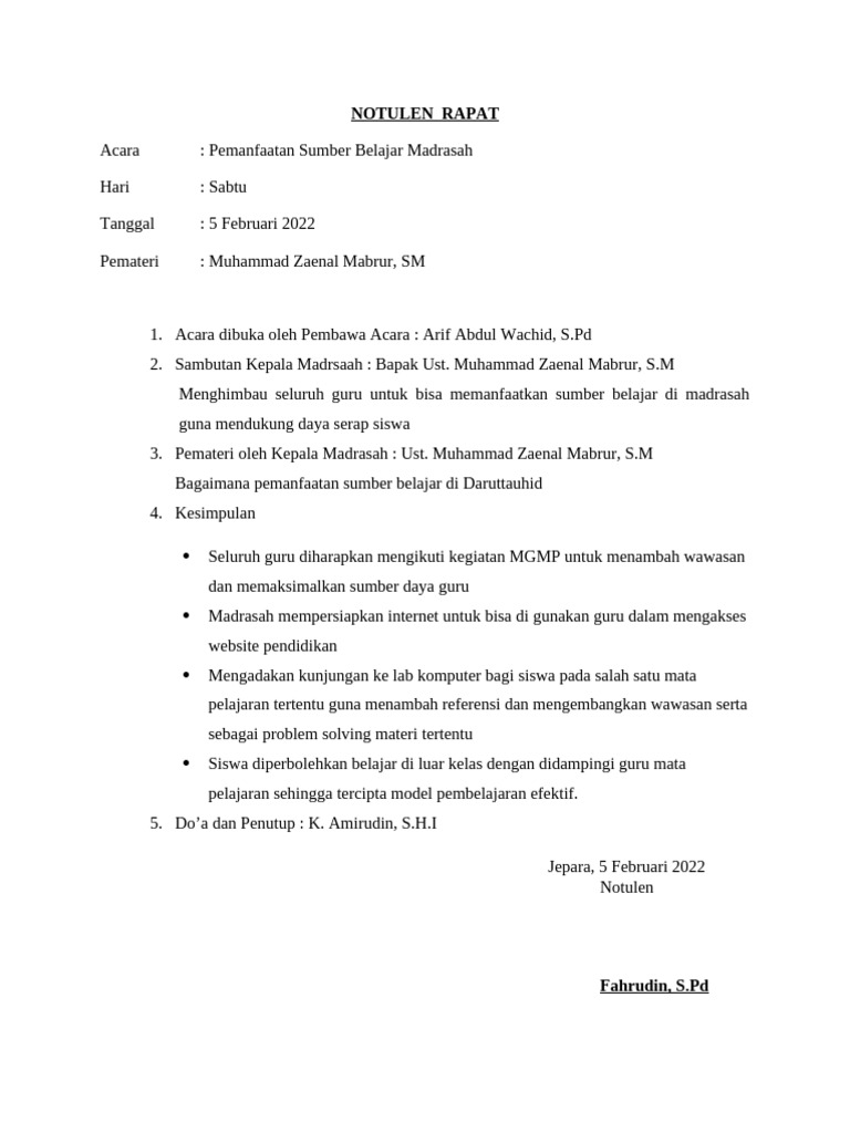 NOTULEN RAPAT | PDF