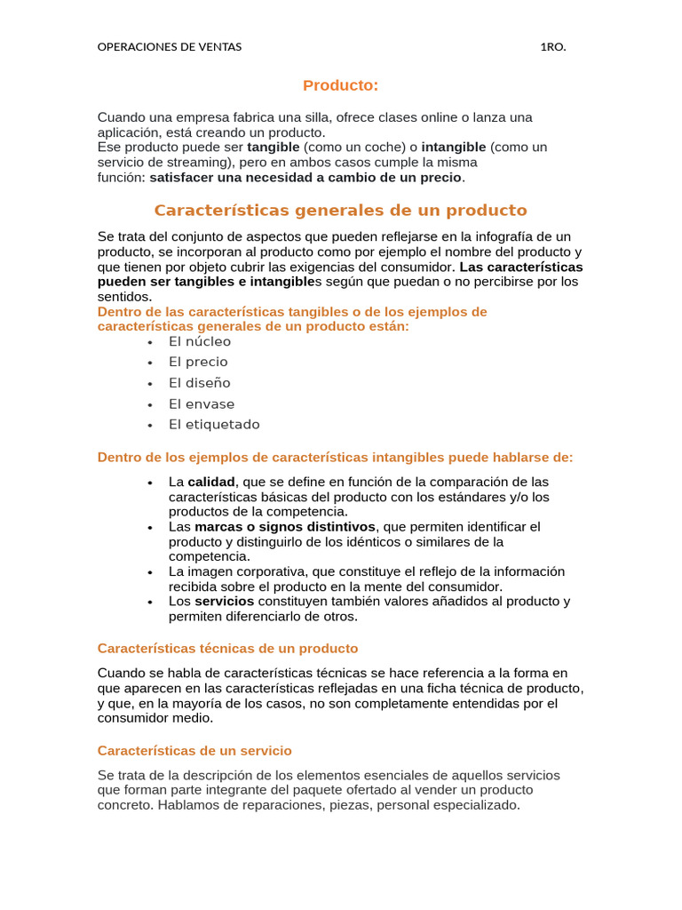 Producto OP VTAS 1RO | PDF
