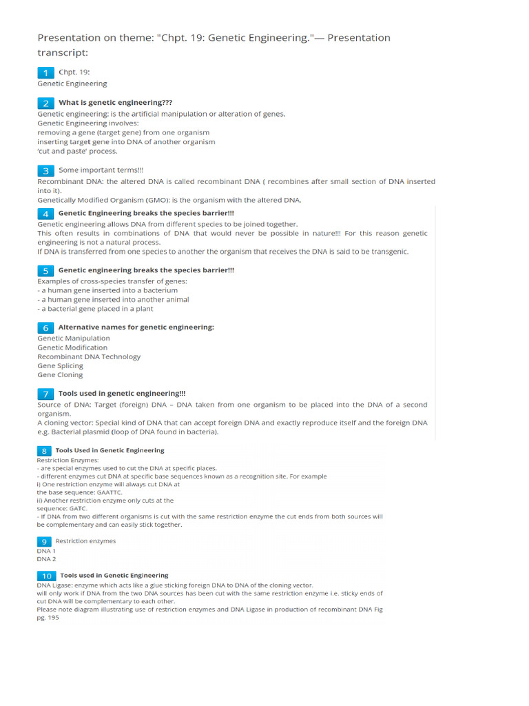 Genetic Engineering | PDF