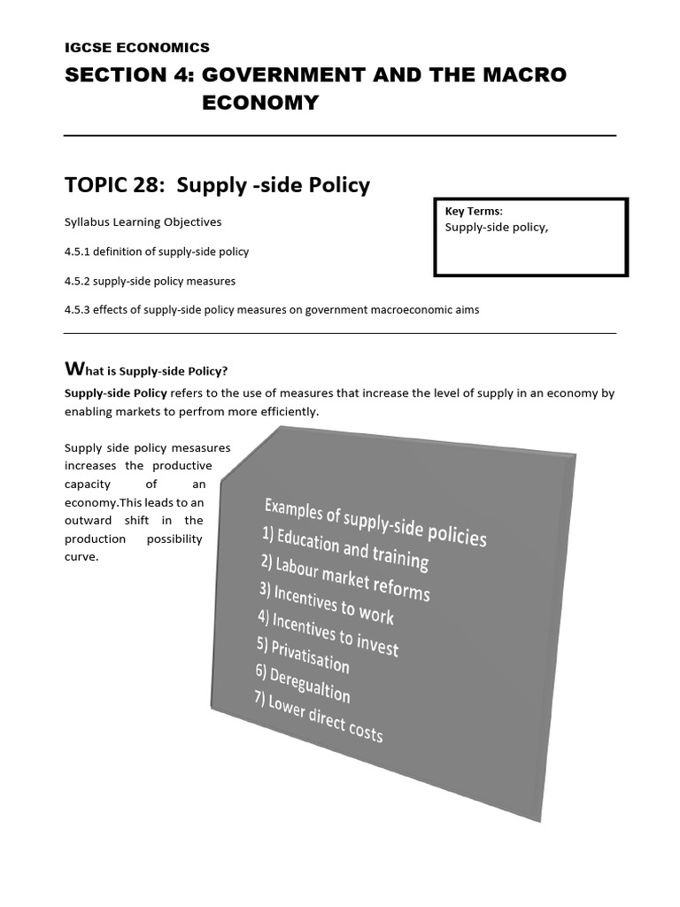 Understanding Supply-Side Policy in Economics | PDF