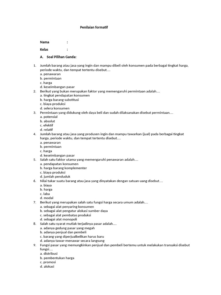 Penilaian Formatif - Docx Soal | PDF