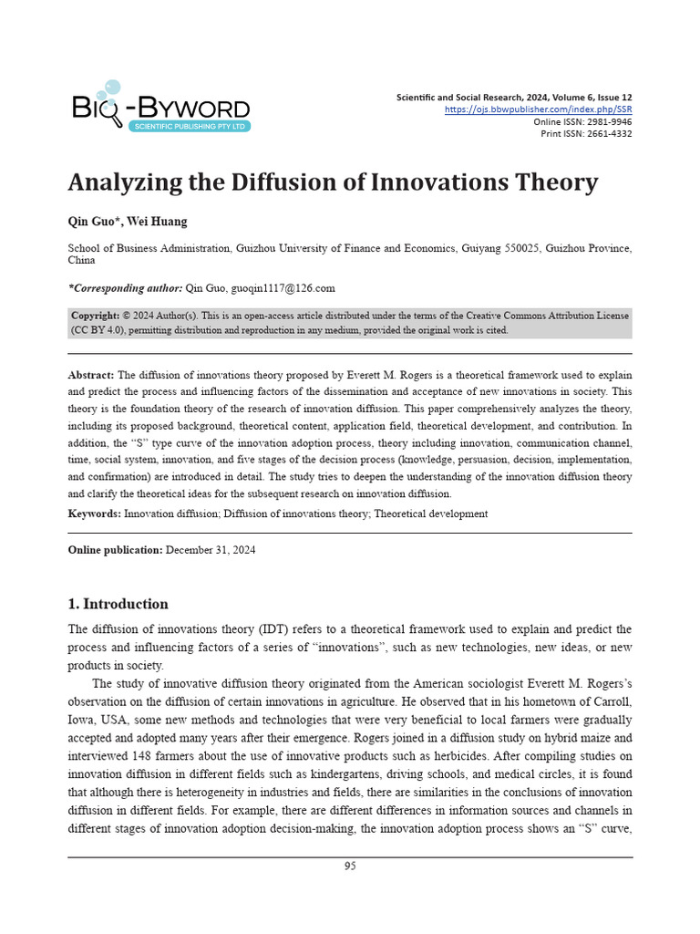 Analyzing The Diffusion of Innovations Theory | PDF | Innovation | Theory