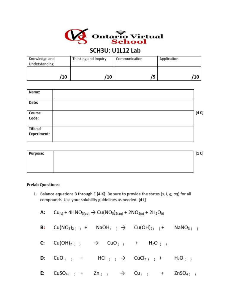 Copper Cycle Lab: Reactions Overview | PDF | Sodium Hydroxide ...