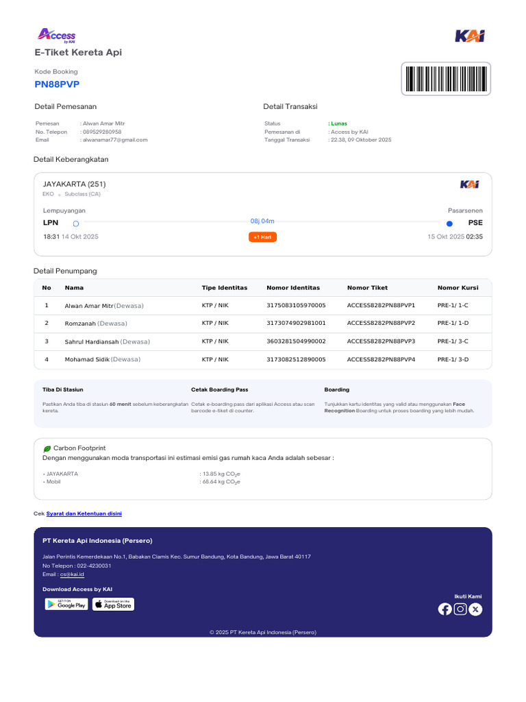 Payment Detail Perjalanan 1 | PDF