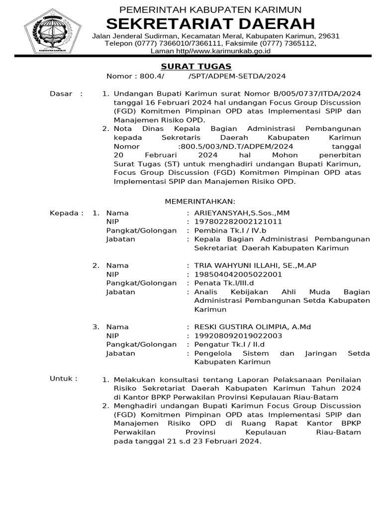 Format Nota Dinas Baru | PDF