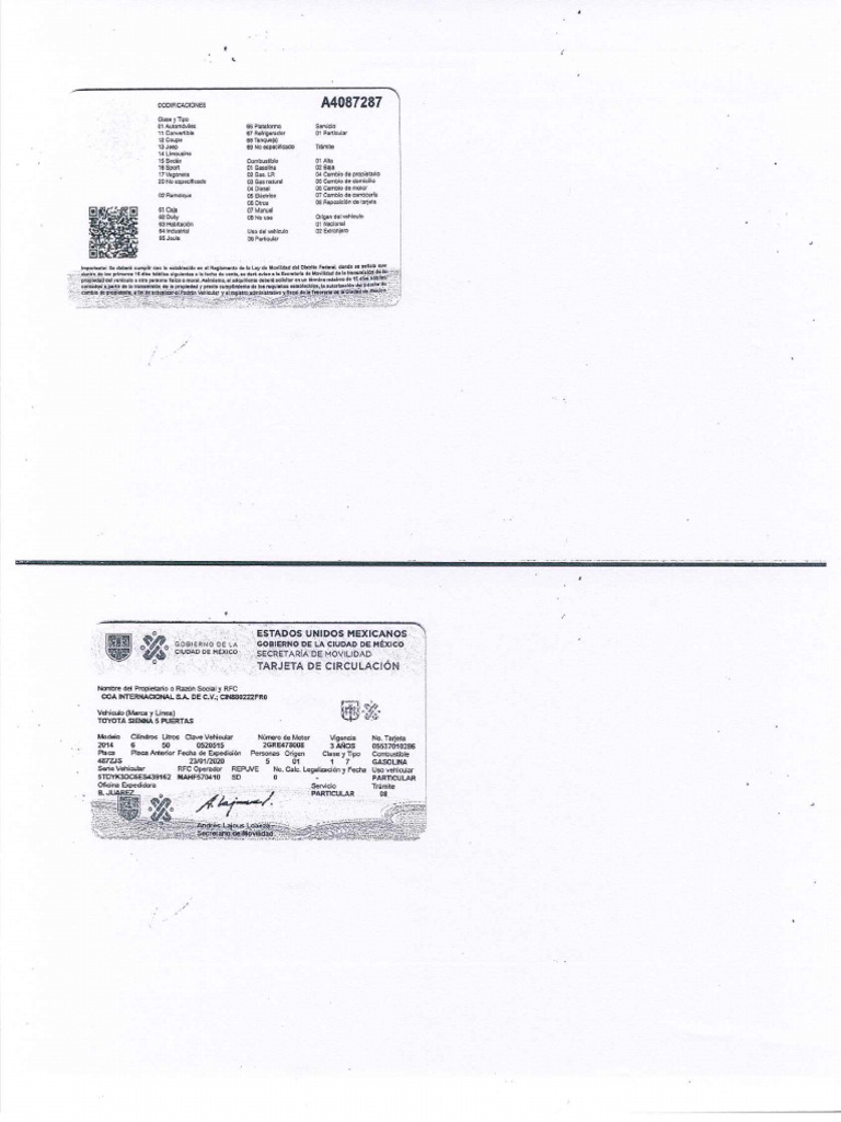 Tarjeta Sienna | PDF