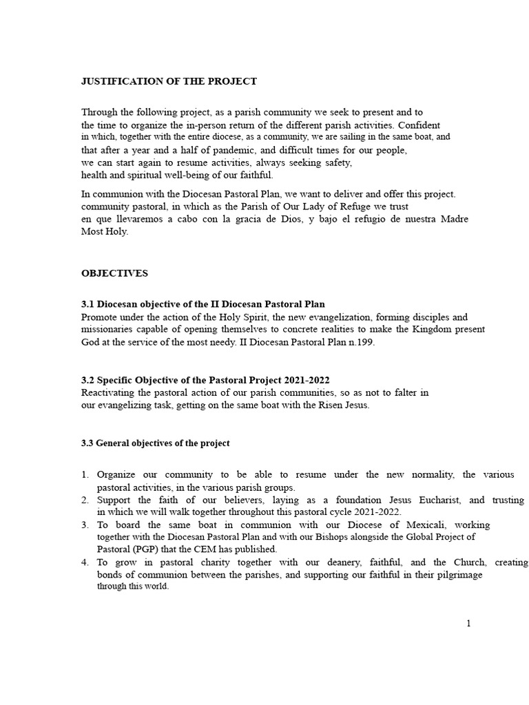 Parochial Pastoral Project | PDF | Mass (Liturgy) | Eucharist