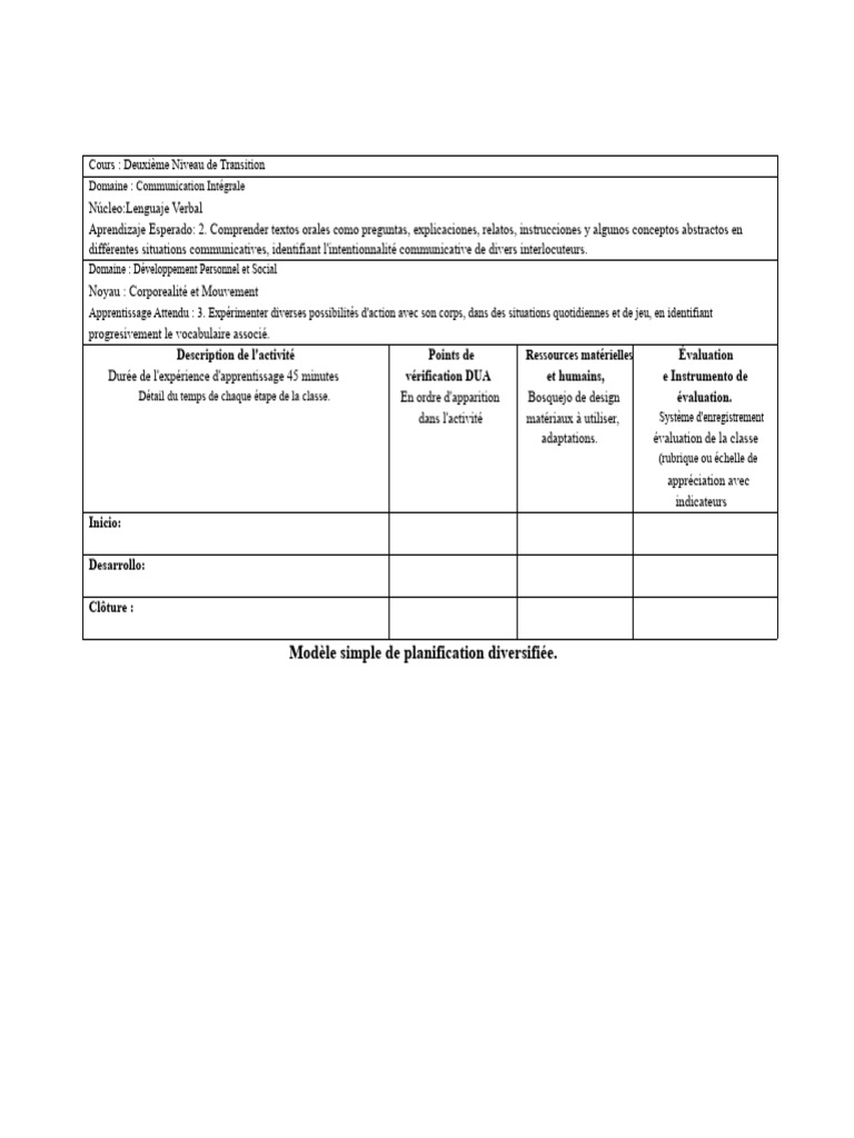 Planification d'une Activité Éducative | PDF