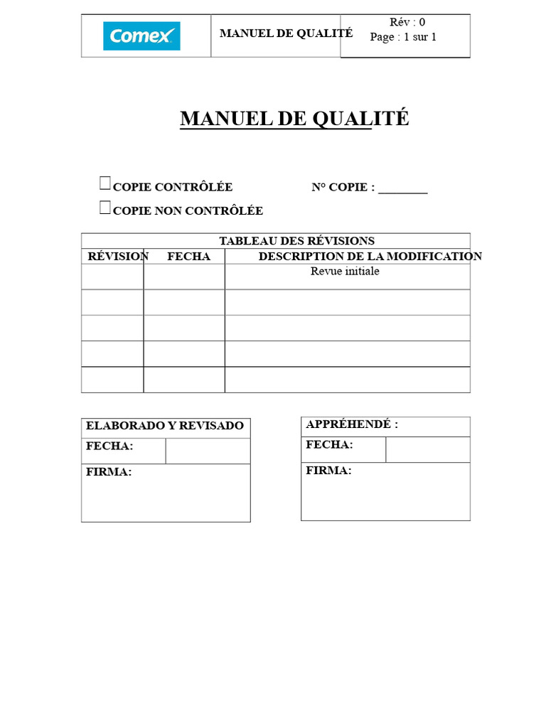 Manuel de Qualité ISO 9001:2015 Comex | PDF | Système de management de ...