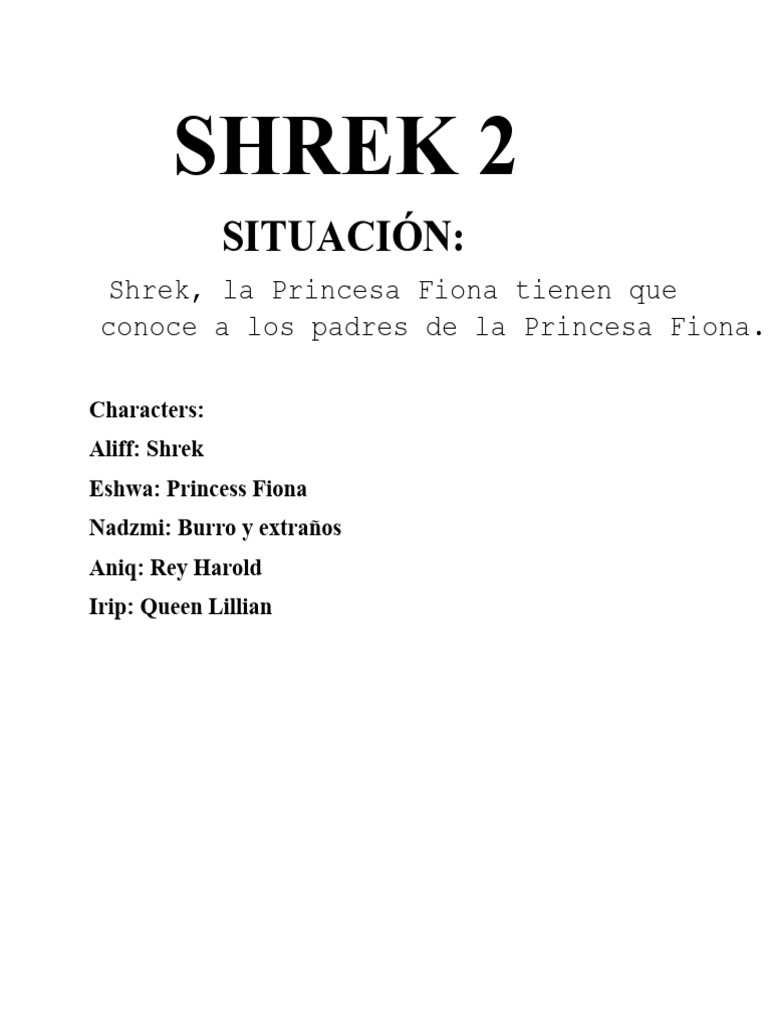 Conociendo al Rey Harold en Shrek 2 | PDF