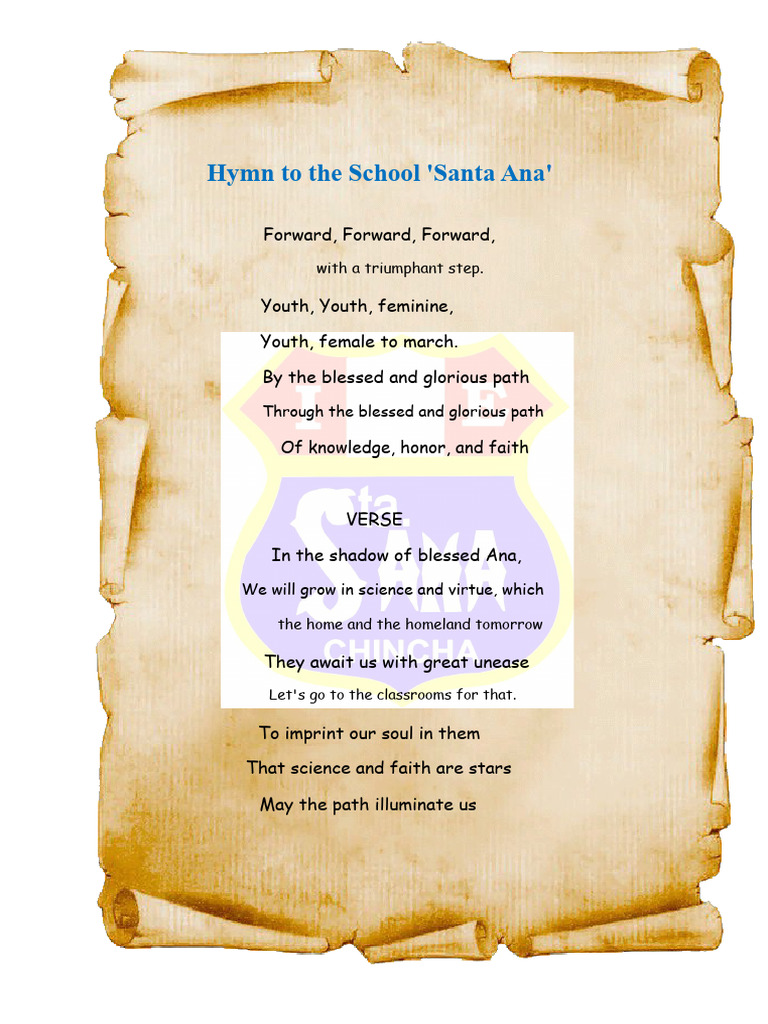 Hymn To The College of SANTA ANA | PDF