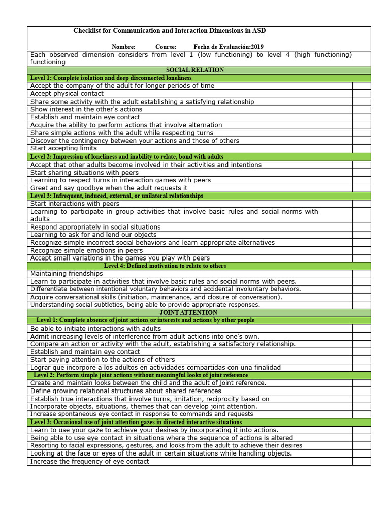 Evaluation Guidelines For ASD | PDF | Imitation | Theory Of Mind