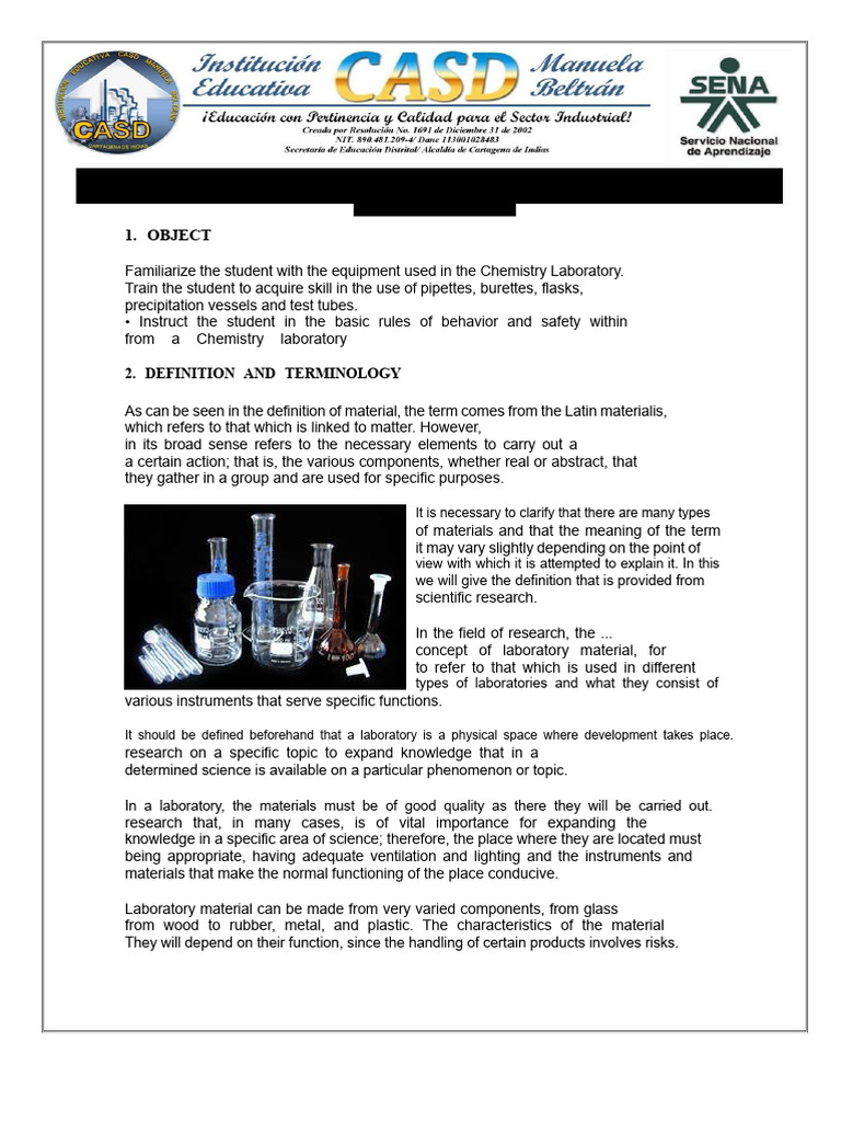 Practice No. 1 - Recognition of Laboratory Material | PDF
