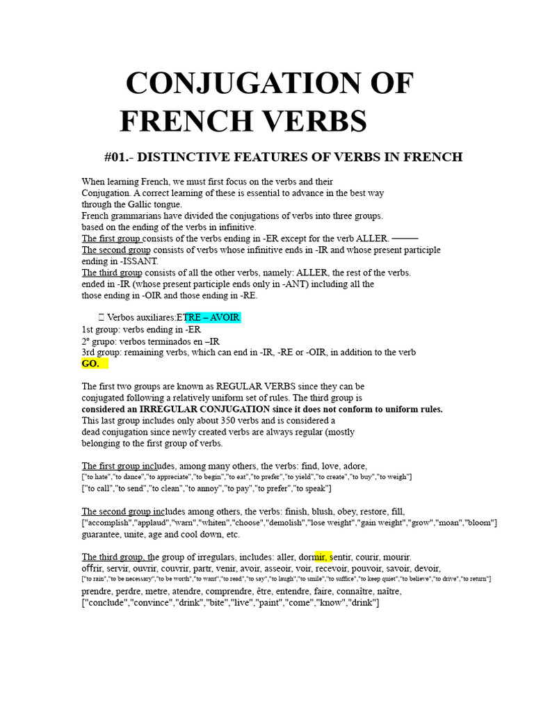 French Verb Conjugation Guide | PDF | Morphology | Semantic Units