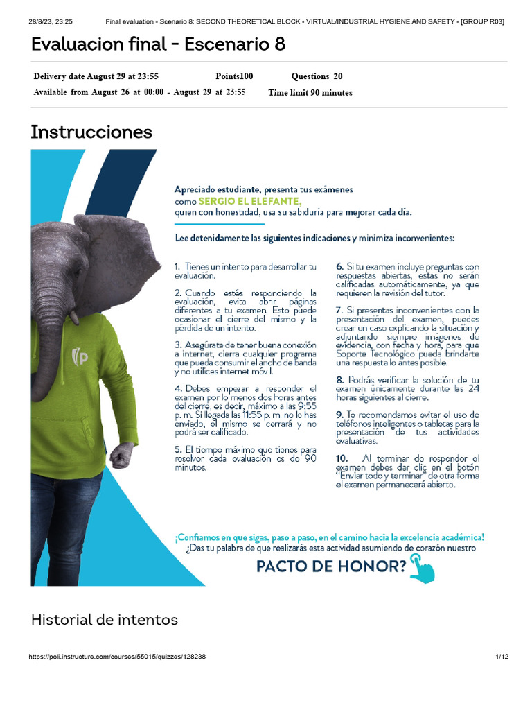 Final Evaluation - Scenario 8 - Virtual - Industrial Hygiene and Safety | PDF | Occupational ...