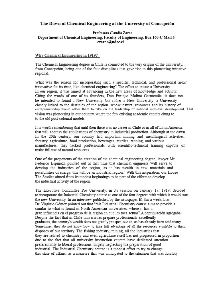 Albores Chemical Engineering Udec | PDF | Engineering | Science