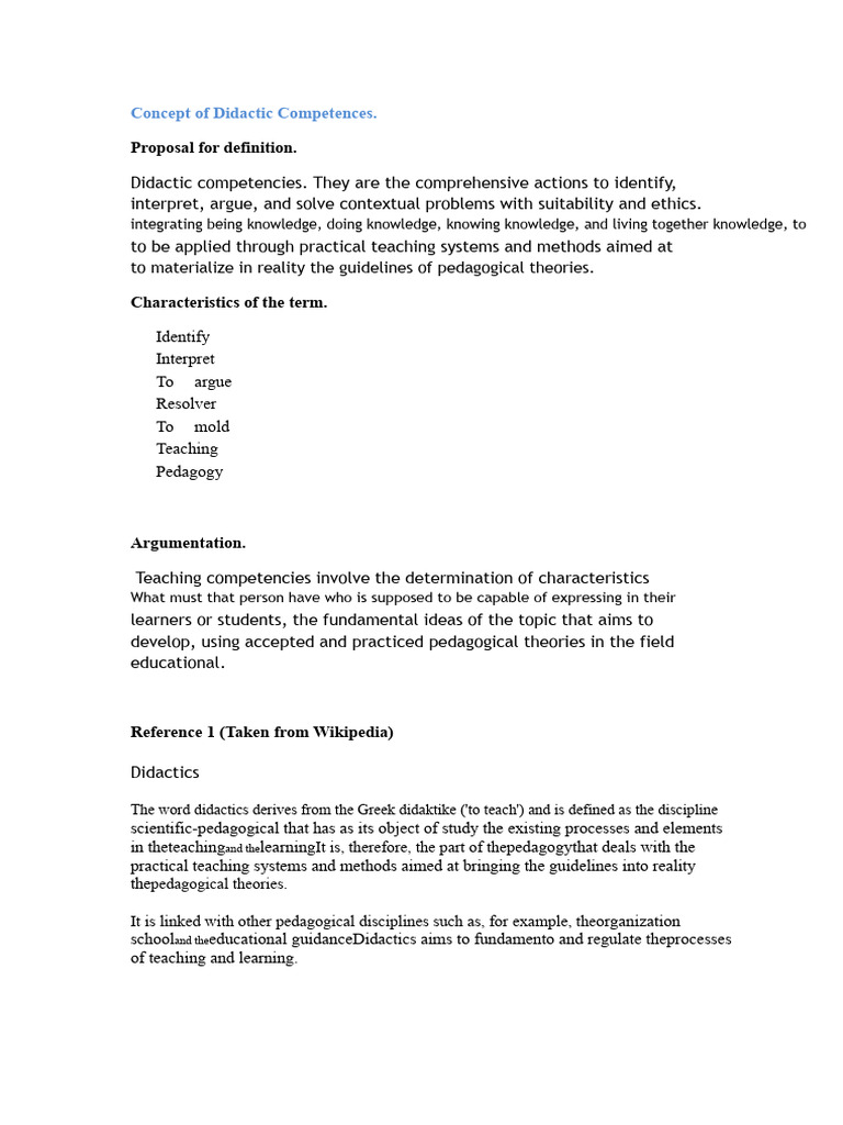 Concept of Teaching Competencies | PDF