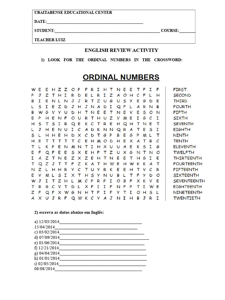 8th Grade Review Activity | PDF