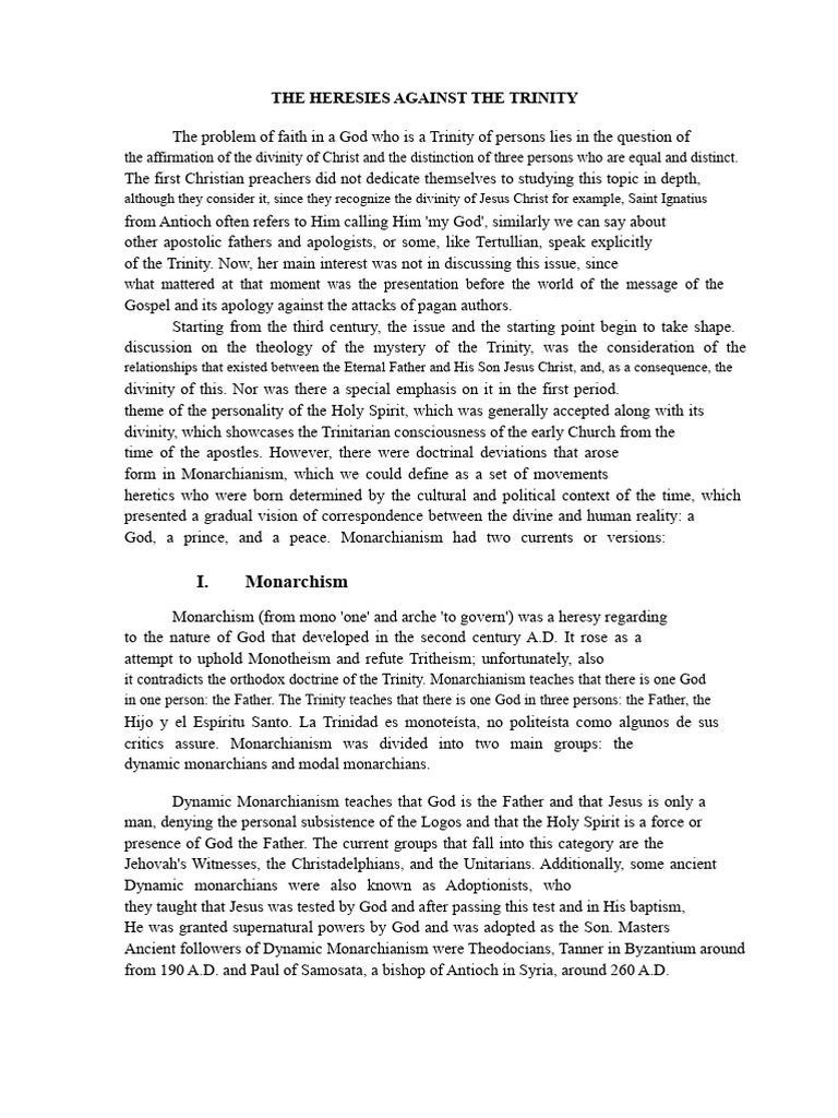 The Heresies About The Trinity | PDF | Trinity | God The Father