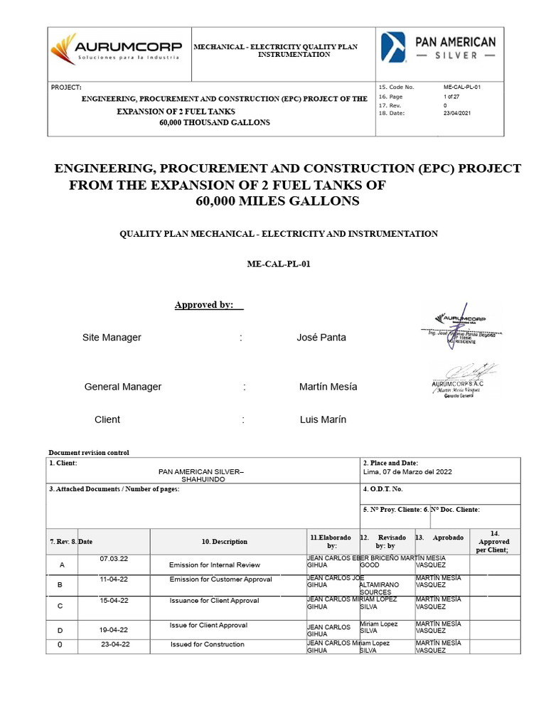 Mechanical-Electrical Quality Plan for EPC | PDF | Steel | Quality ...