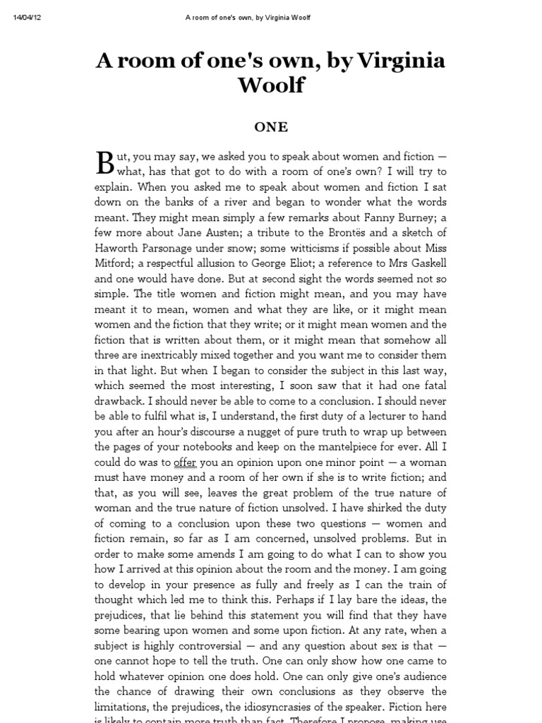 A Room of One - S Own, by Virginia Woolf | PDF | A Room Of One's Own