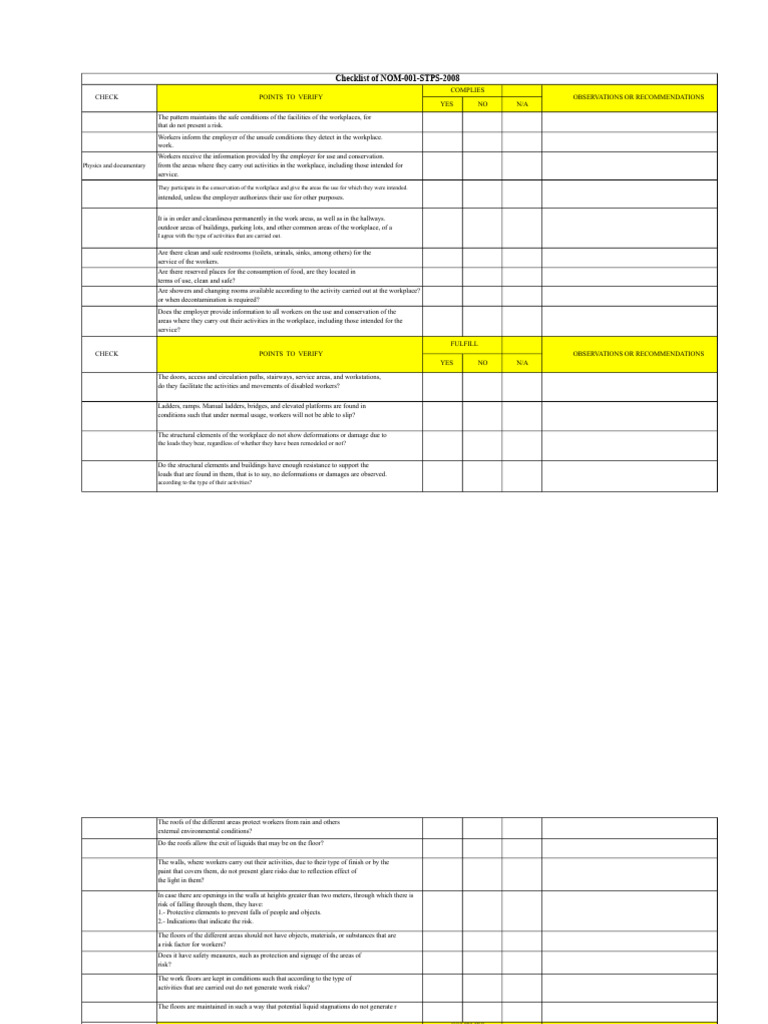 Check List Nom 001 Stps 2008 | PDF | Stairs