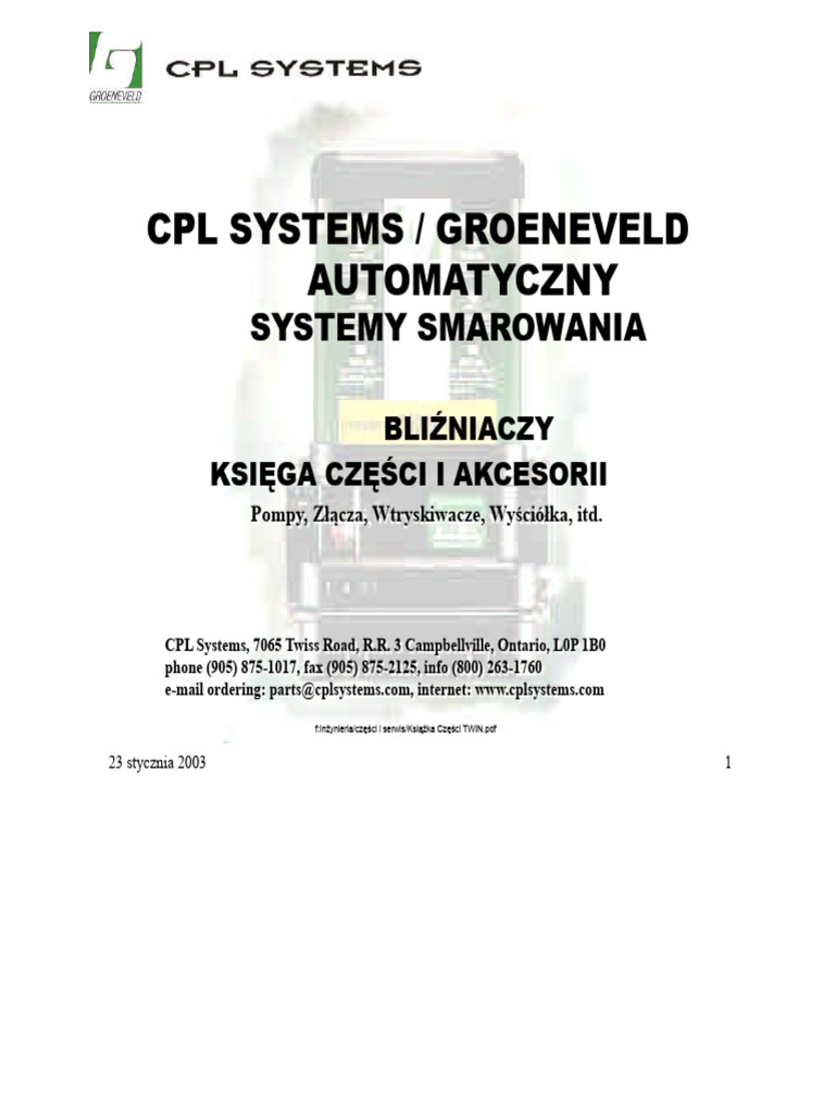 Książka Części Groenveld Twin | PDF