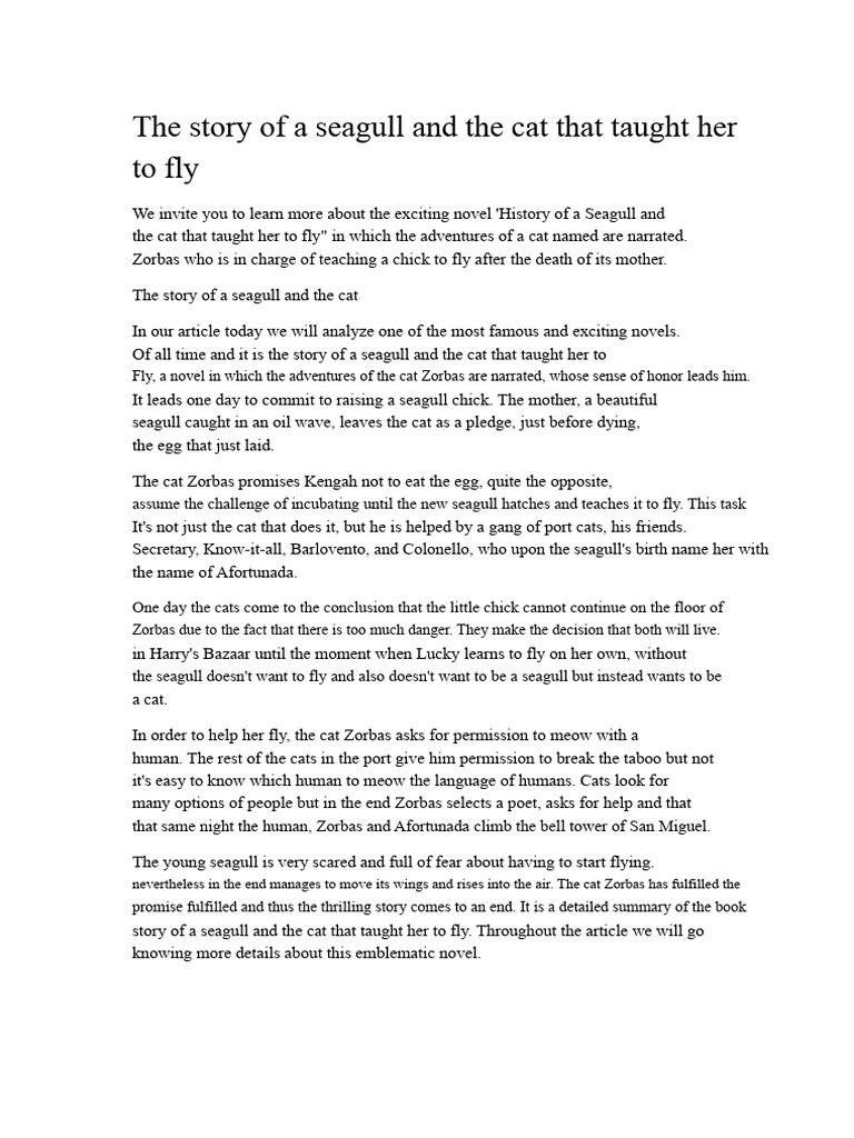 The Story of A Seagull and The Cat That Taught Her To Fly. | PDF | Cats ...